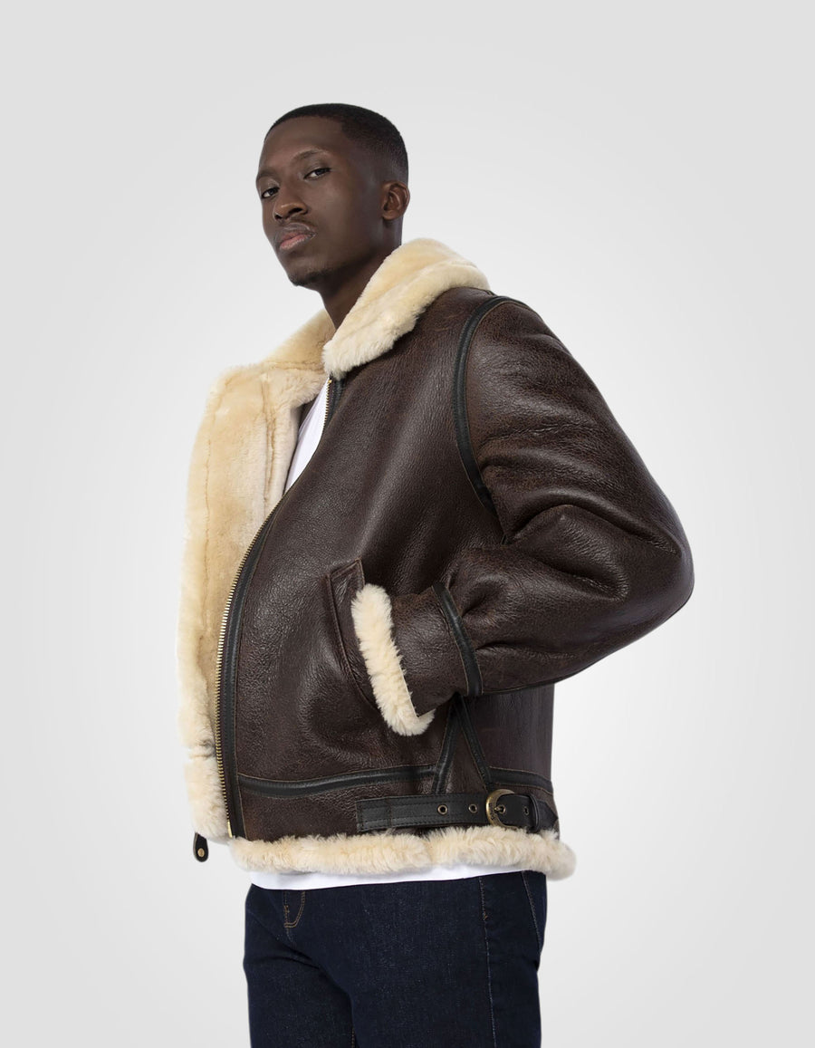 Blouson bombardier B-3 marron mythique USA, cuir de mouton - 257S ...
