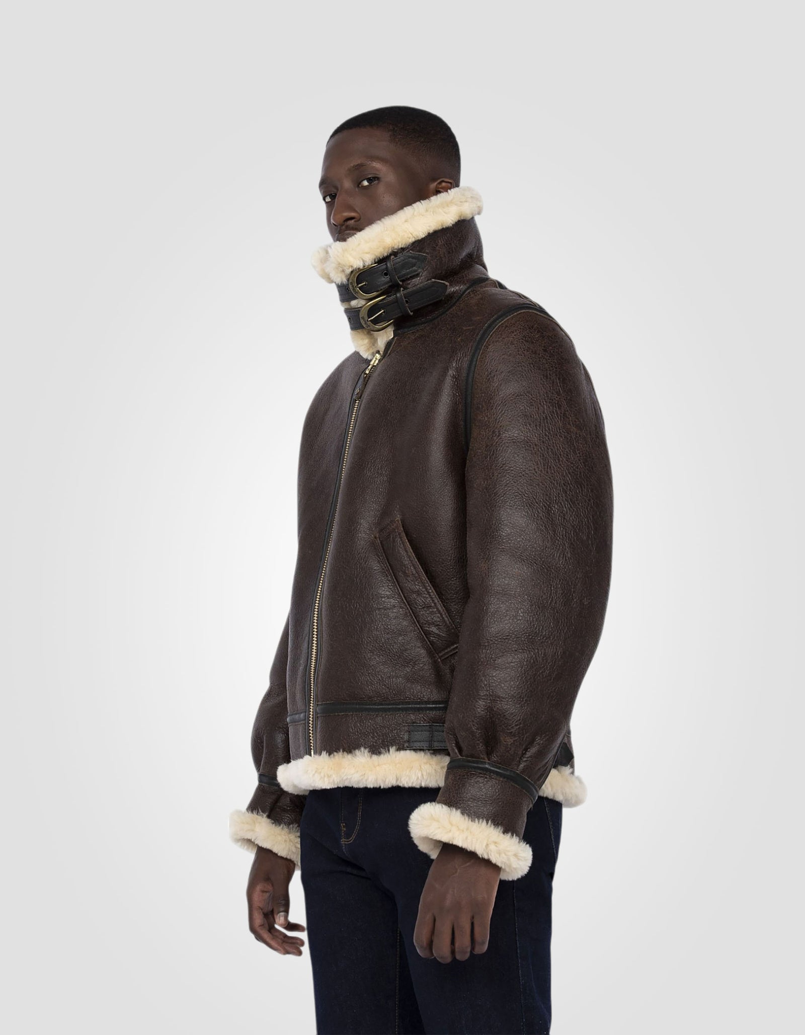 Blouson bombardier B-3 marron mythique USA, cuir de mouton - 257S ...