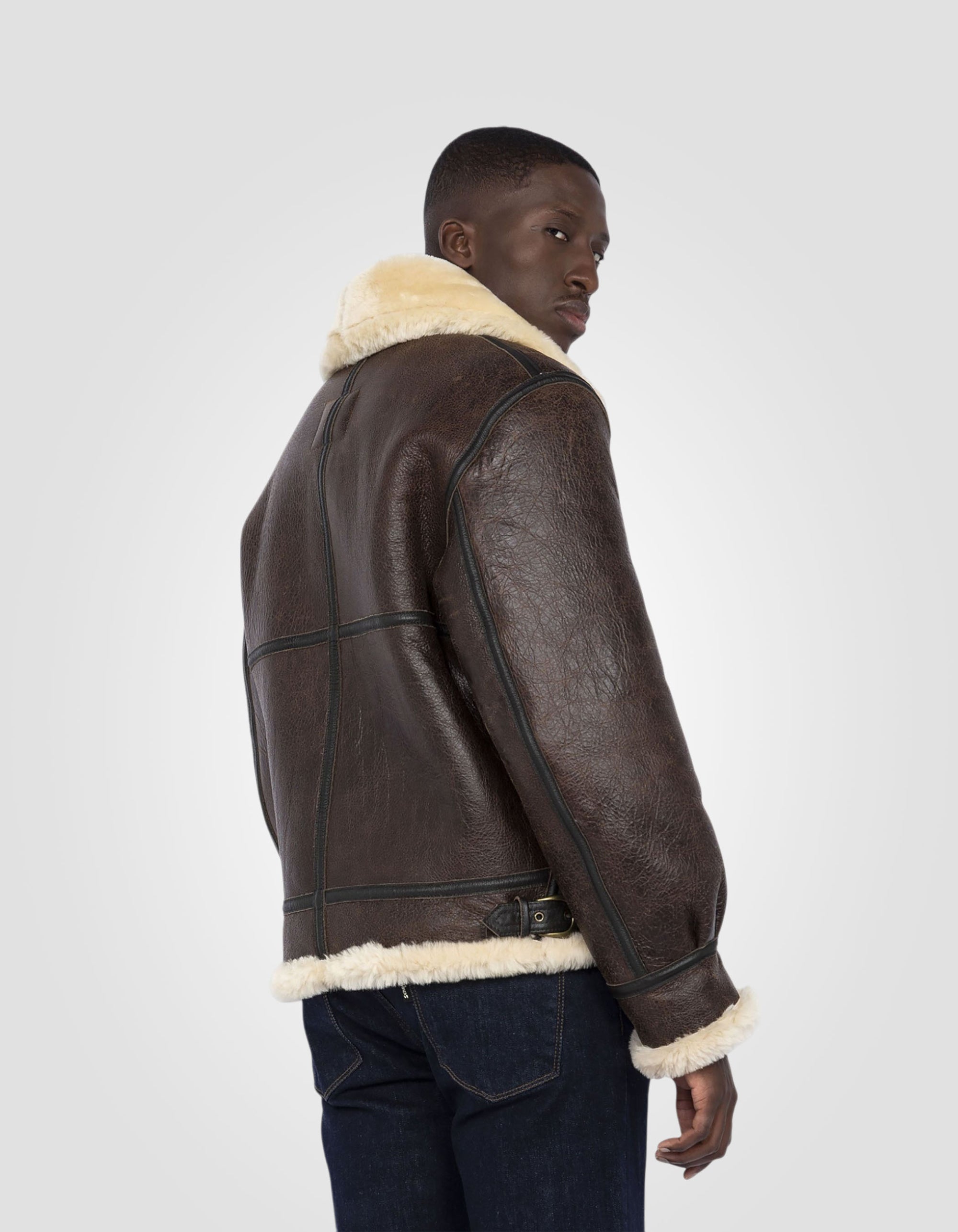 Blouson bombardier B-3 marron mythique USA, cuir de mouton - 257S ...