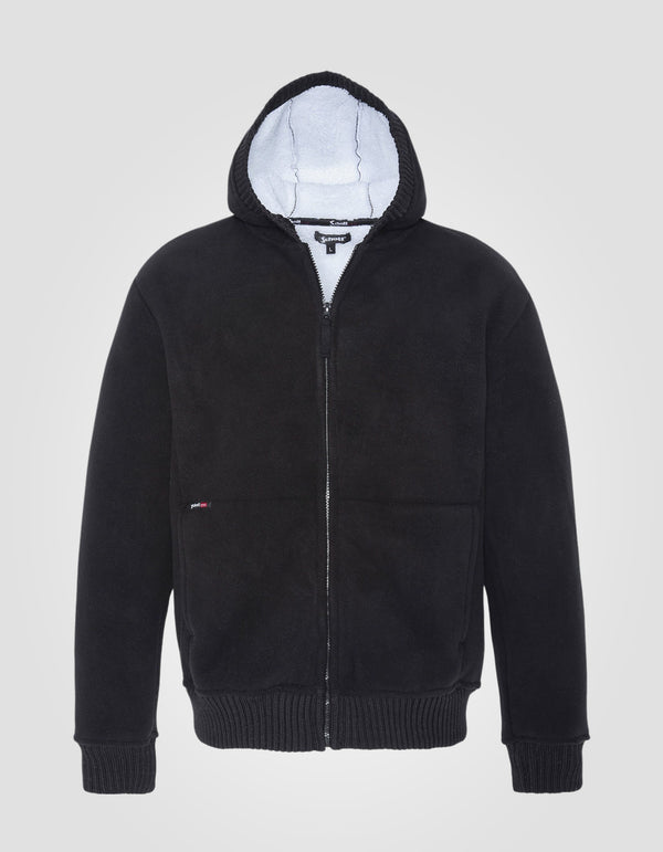 Sweatshirt polaire zippé noir à capuche - SW550 | Schott NYC®